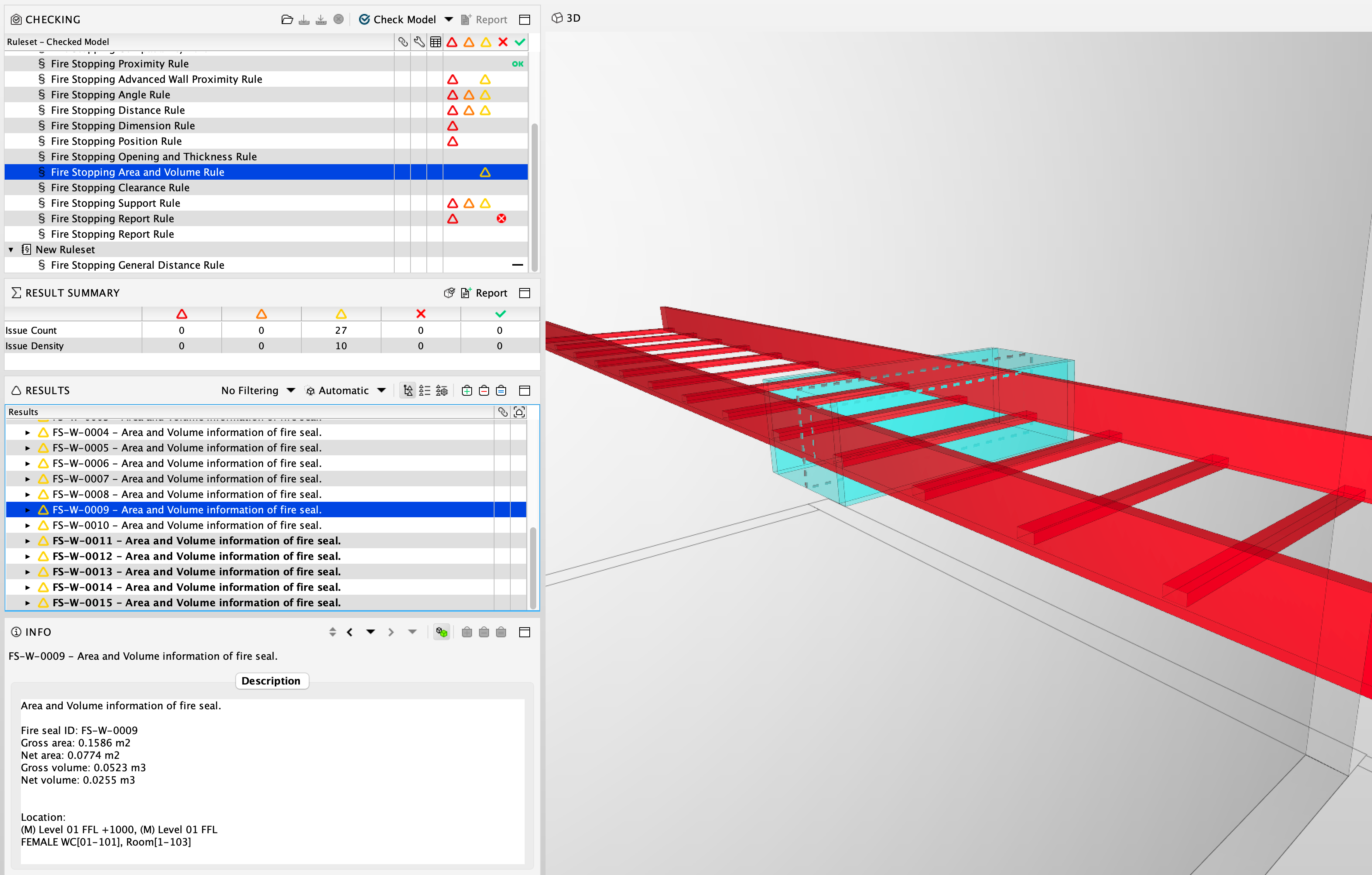 Fire Stopping Area and Volume Rule – Solibri Desktop Help Center